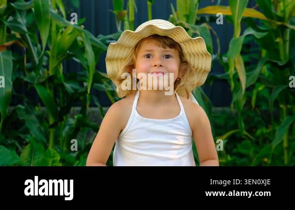 A child drinking water outside. Selective focus. Kid Stock Video ...