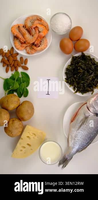 Foods that contain iodine. Selective focus. Food Stock Video Footage ...
