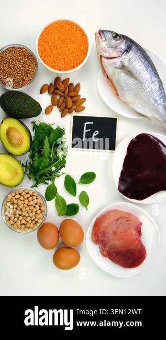 Foods that contain iron. Selective focus. food Stock Video Footage - Alamy