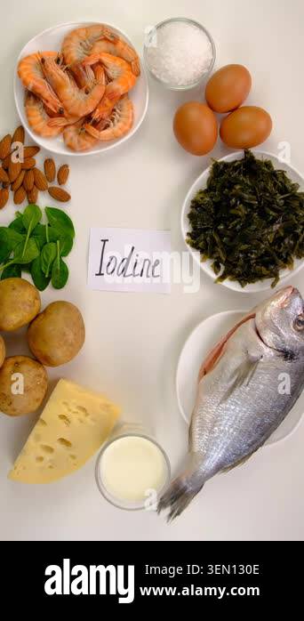 Foods that contain iodine. Selective focus. Food Stock Video Footage ...
