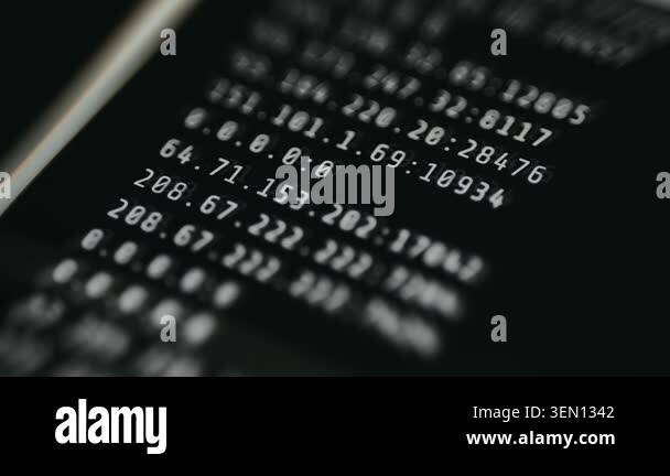 A list of network addresses and port numbers Stock Video Footage - Alamy