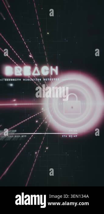 Compromised system represented by a glowing red padlock icon Stock ...