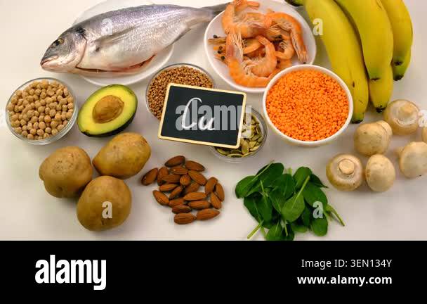 Foods that contain copper. Selective focus. Food Stock Video Footage ...