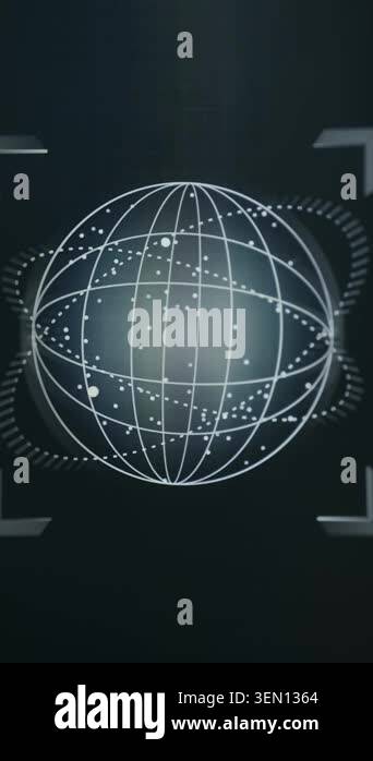 Futuristic sphere of connected dots and lines symbolizing worldwide ...