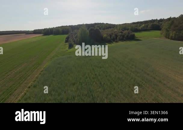Dynamic FPV drone footage over rolling agricultural landscape with ...