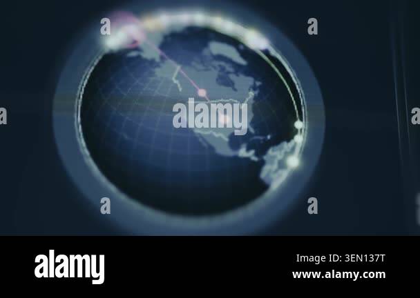 Digital earth interface illustrating cyber attacks launched from the ...