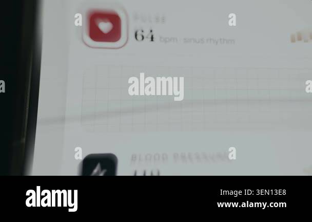 Heart rate reading, ECG trace showing a consistent waveform pattern ...