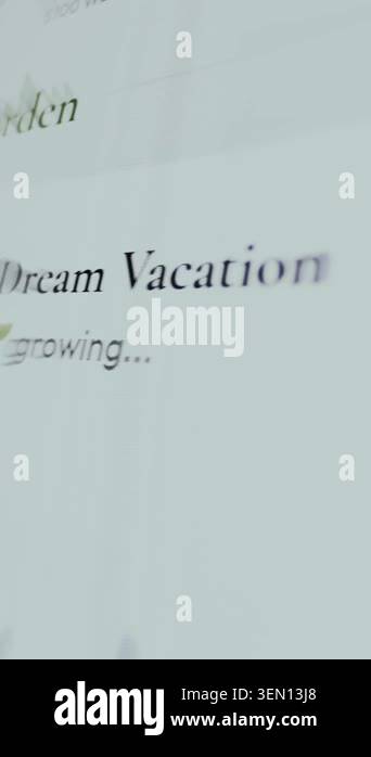 Personal finance interface tracking savings for a dream vacation Stock ...