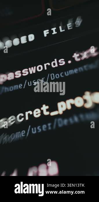 Cybersecurity system displaying flagged files with sensitive content ...