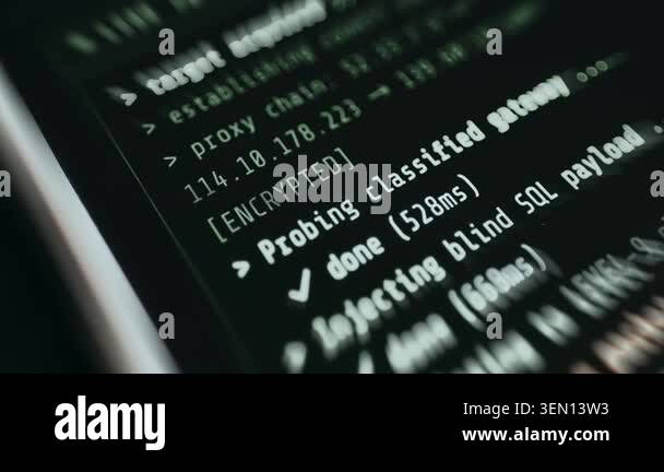 Terminal interface highlights the use of proxy chains and encrypted ...