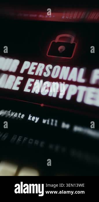 System warning screen indicating encrypted data and access restriction ...