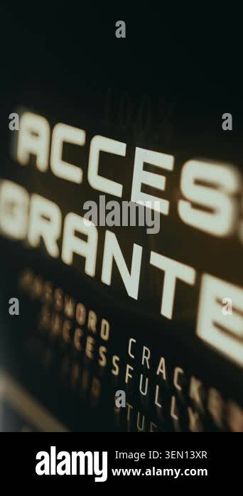ACCESS GRANTED screen, unauthorized access to user account using a ...