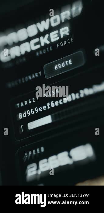 Password cracker tool engaged in a brute-force attack. Ethical hacking ...