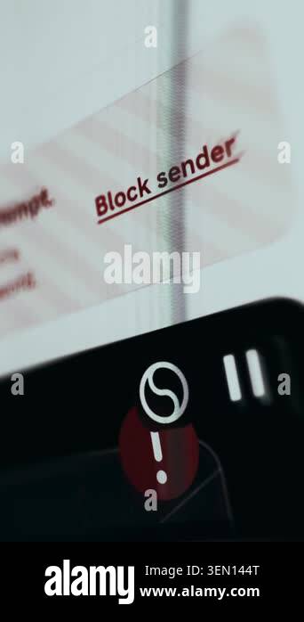 Block sender option selected in email security interface Stock Video ...