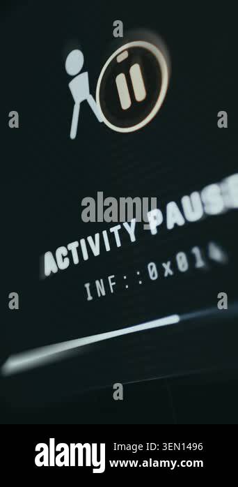 Activity paused status shown with animated interface icon Stock Video ...