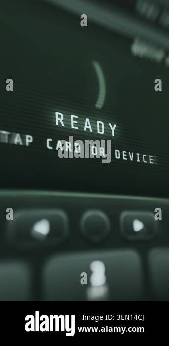 Contactless payment terminal displaying a READY prompt Stock Video ...