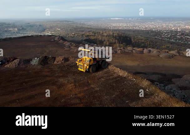 Huge iron ore open pit mining of iron ore aerial 4K video Stock Video ...