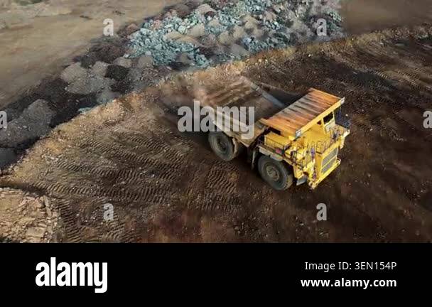 Huge iron ore open pit mining of iron ore aerial 4K video Stock Video ...