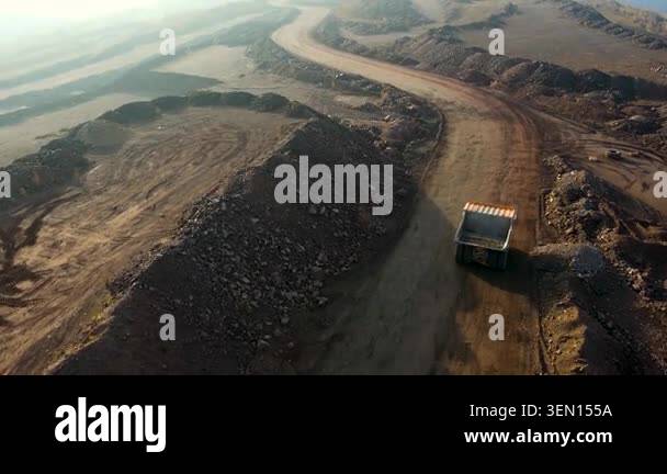 Huge iron ore open pit mining of iron ore aerial 4K video Stock Video ...