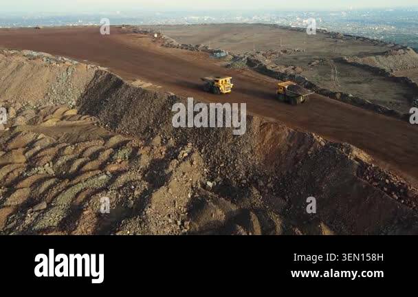 Huge iron ore open pit mining of iron ore aerial 4K video Stock Video ...