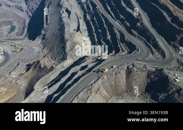 Huge iron ore open pit mining of iron ore aerial 4K video Stock Video ...