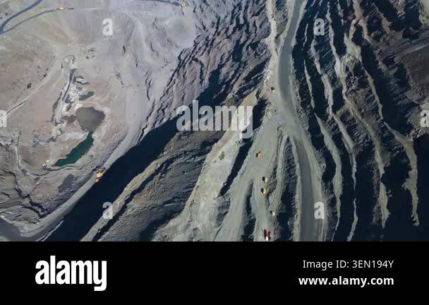Huge iron ore open pit mining of iron ore aerial 4K video Stock Video ...