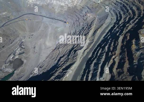 Huge iron ore open pit mining of iron ore aerial 4K video Stock Video ...