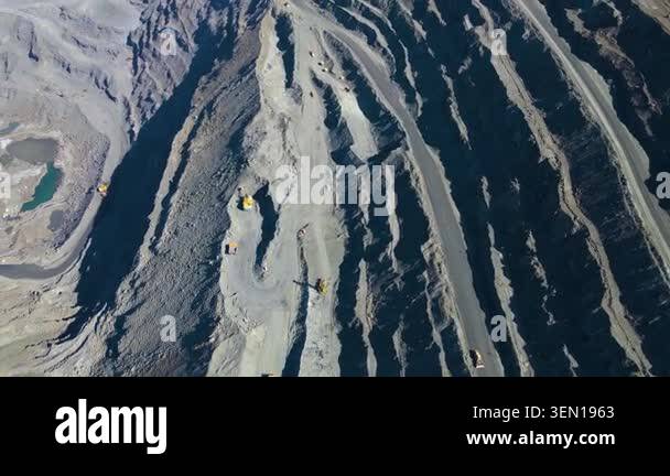 Huge iron ore open pit mining of iron ore aerial 4K video Stock Video ...