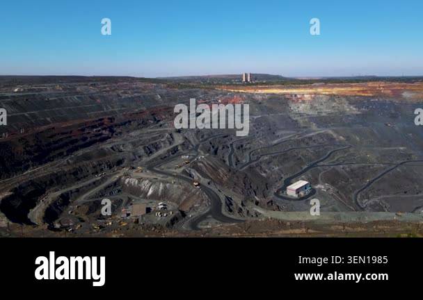 Huge iron ore open pit mining of iron ore aerial 4K video Stock Video ...