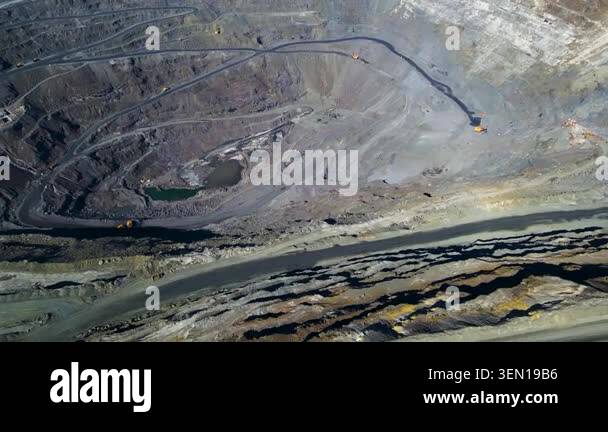 Huge iron ore open pit mining of iron ore aerial 4K video Stock Video ...