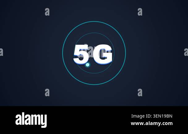 A 5G logo on a dark background with a white and teal design Stock Video ...