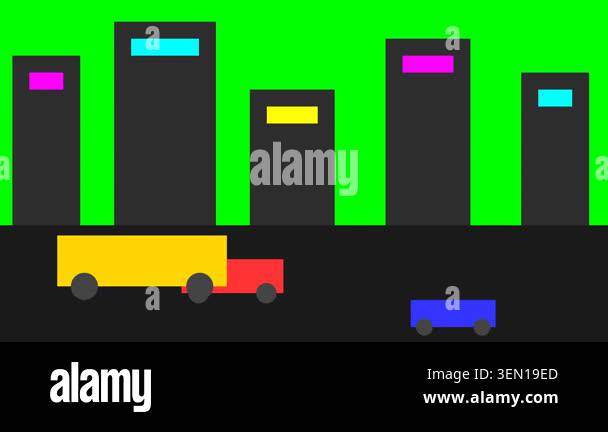 A vibrant city scene with trucks and skyscrapers Stock Video Footage ...