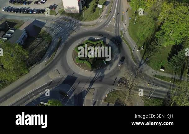 Aerial Footage of StarShaped Roundabout with Landscape Design 4K ProRes ...