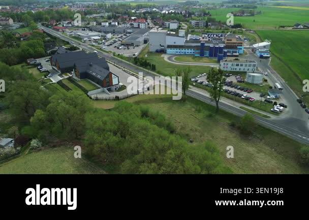 Aerial Footage of Modern Architectural Complex with Landscaped Green ...