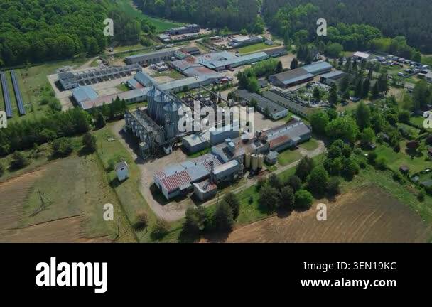 Aerial Footage of Large Industrial Plant with Warehouses and Storage ...