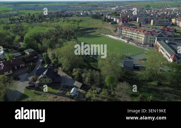Aerial Footage of Urban Residential District with Streets and Green ...