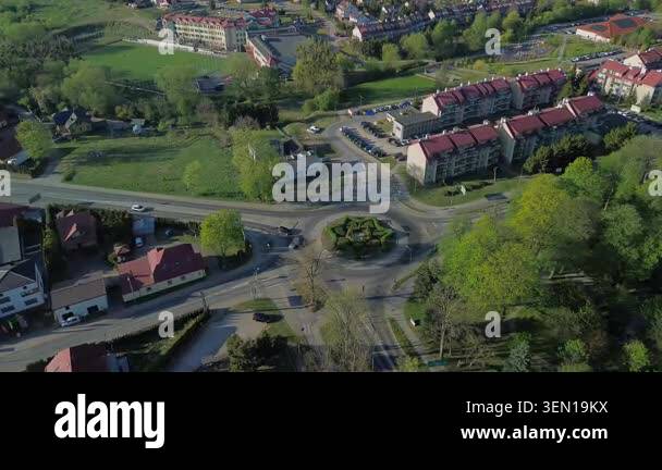 Aerial Footage of StarShaped Roundabout with Landscape Design 4K ProRes ...
