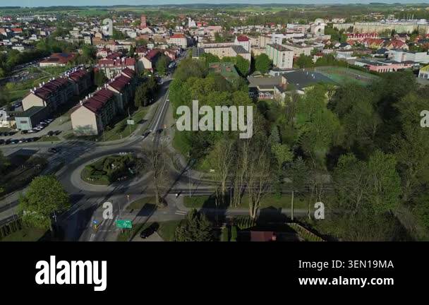 Aerial Footage of StarShaped Roundabout with Landscape Design 4K ProRes ...