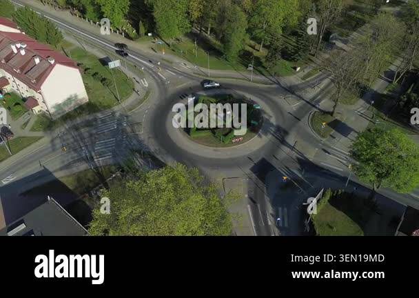 Aerial Footage of StarShaped Roundabout with Landscape Design 4K ProRes ...