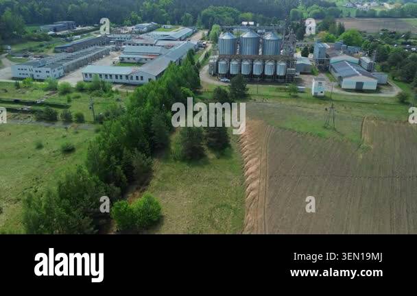 Aerial Footage of Large Industrial Plant with Warehouses and Storage ...