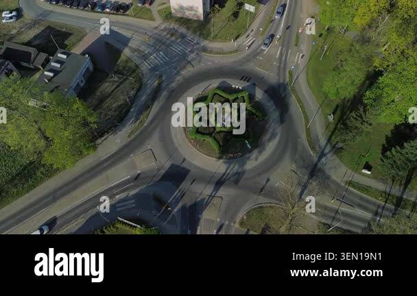 Aerial Footage of StarShaped Roundabout with Landscape Design 4K ProRes ...