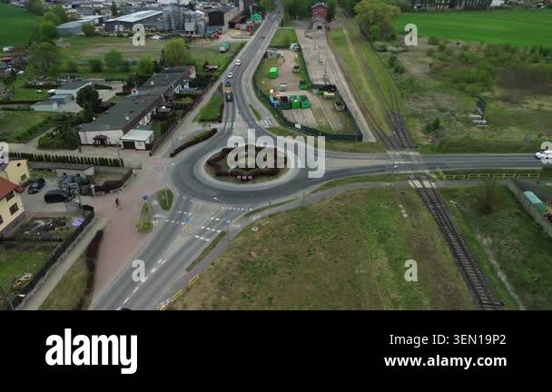 Aerial Footage of StarShaped Roundabout with Landscape Design 4K ProRes ...