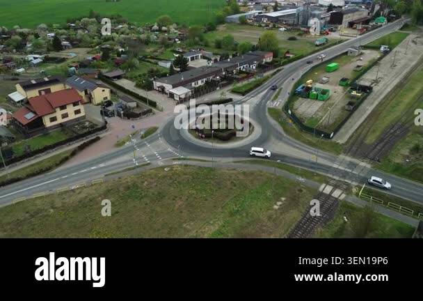 Aerial Footage of StarShaped Roundabout with Landscape Design 4K ProRes ...
