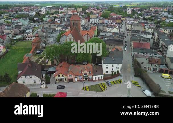Aerial Footage of Historic Church and Town Center Buildings 4K ProRes ...