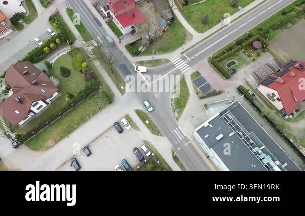 Aerial Footage of Rural Road Intersection with Traffic 4K ProRes Stock ...