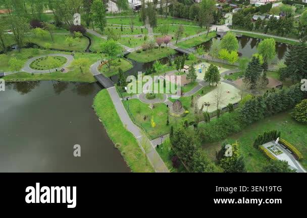 Aerial Footage of Urban Residential District with Streets and Green ...