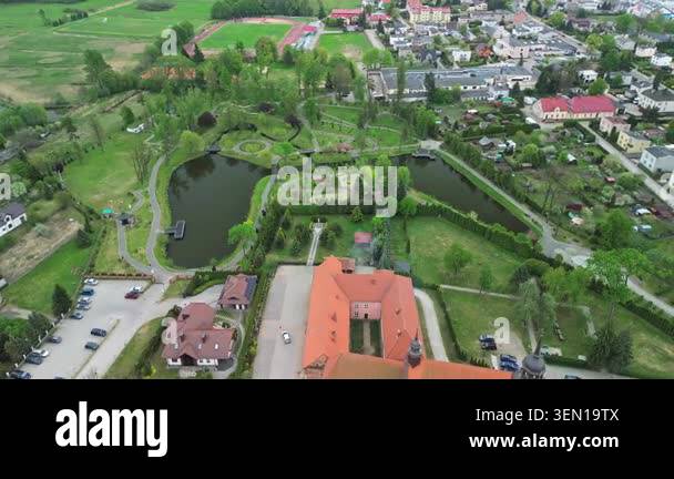 Aerial Footage of Urban Residential District with Streets and Green ...