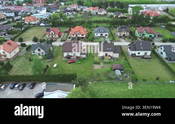 Aerial Footage of Suburban Residential Neighborhood with Greenery 4K ...