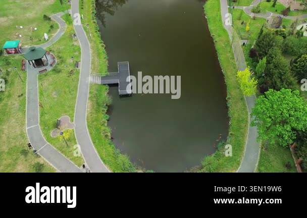 Aerial Footage of Urban Residential District with Streets and Green ...