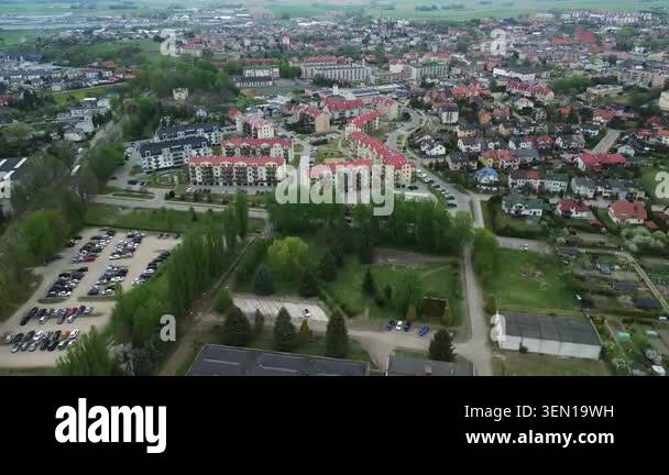 Aerial Footage of Suburban Residential Area with Curved Road and ...